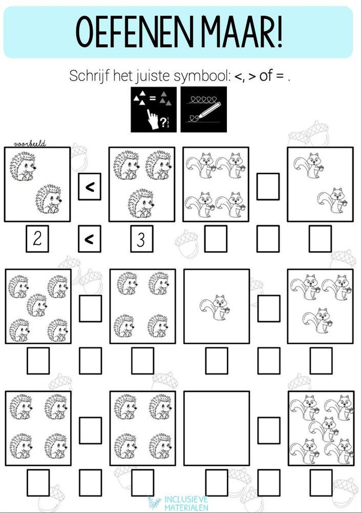 Groter dan, kleiner dan of evenveel thema herfst