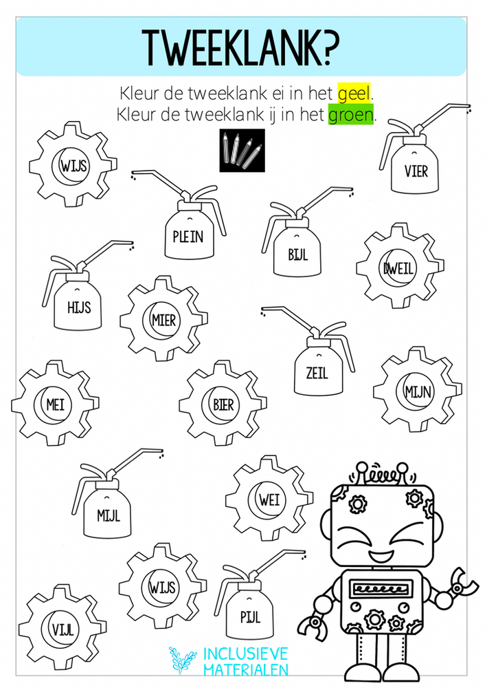 Tweeklanken: werkblaadjes en memory