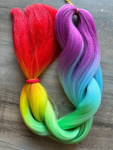 Festival Braid, Reverse Rainbow w/Lighter Roots | Four Daughters Hair