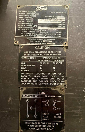 Ford GPW Data Take Off Data Plates | Generaltaylors