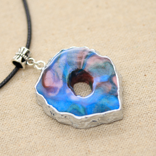 Blue + Pink Marble Geode Pendant | Calico Unicorn