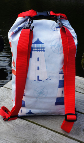 Medium Oilcloth Rucksack for Swimming and Gym in Blue Lighthouses ...