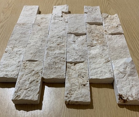 Classic Travertine 5 x 10cm Split Face Cladding Sample | Lite Stone UK