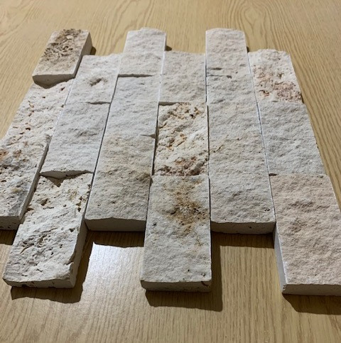 Rustic Travertine 5 x 10cm Split Face Cladding Sample | Lite Stone UK