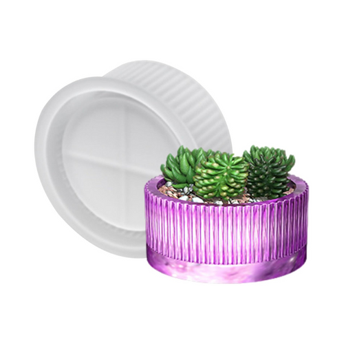 Molde silicón resina Maceta Circular líneas 9.3cm | ASIA MALL
