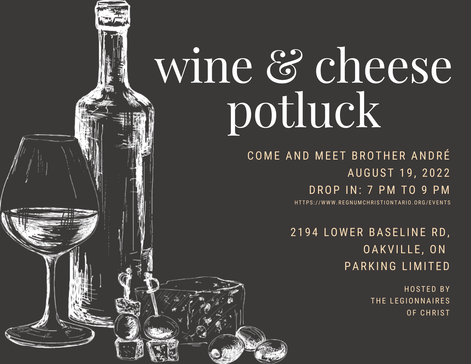 Wine and Cheese Potluck - Meet & Greet Brother Andre Blanchette ...