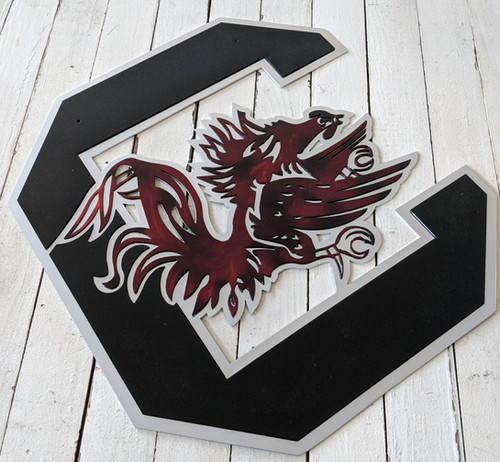 3 layered Block C Gamecock | knottymetal.com