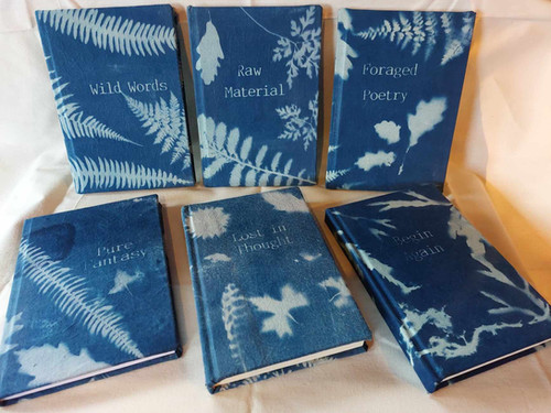 Fabric cyanotype covered journals | Mysite