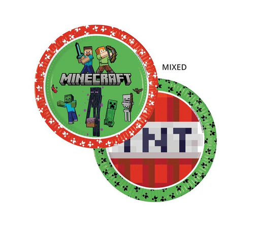 Minecraft Plates Mixed (8 Pack) | TheOnlinePartyShop