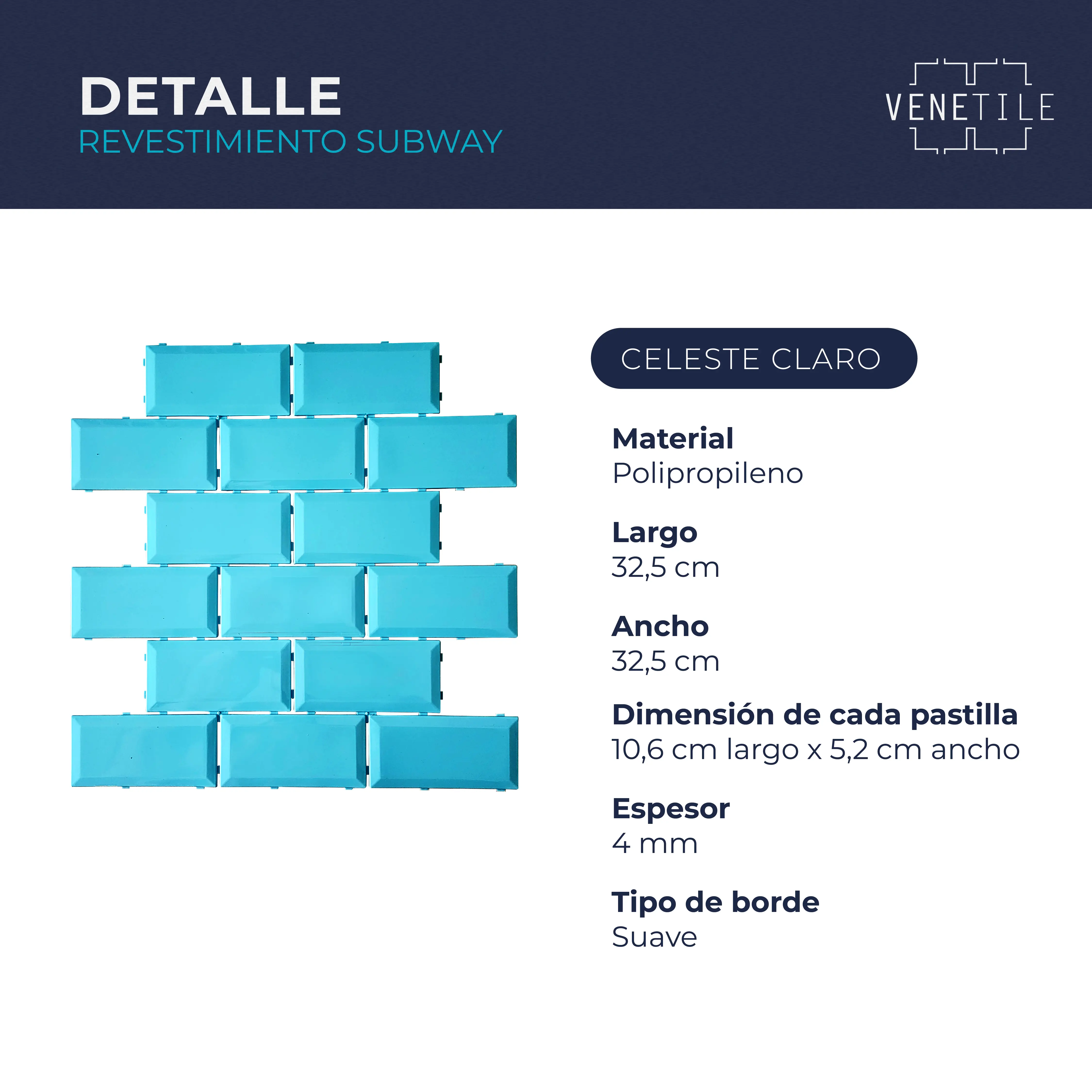 Azulejos Subway Celeste Claro 1 m2 | VeneTile