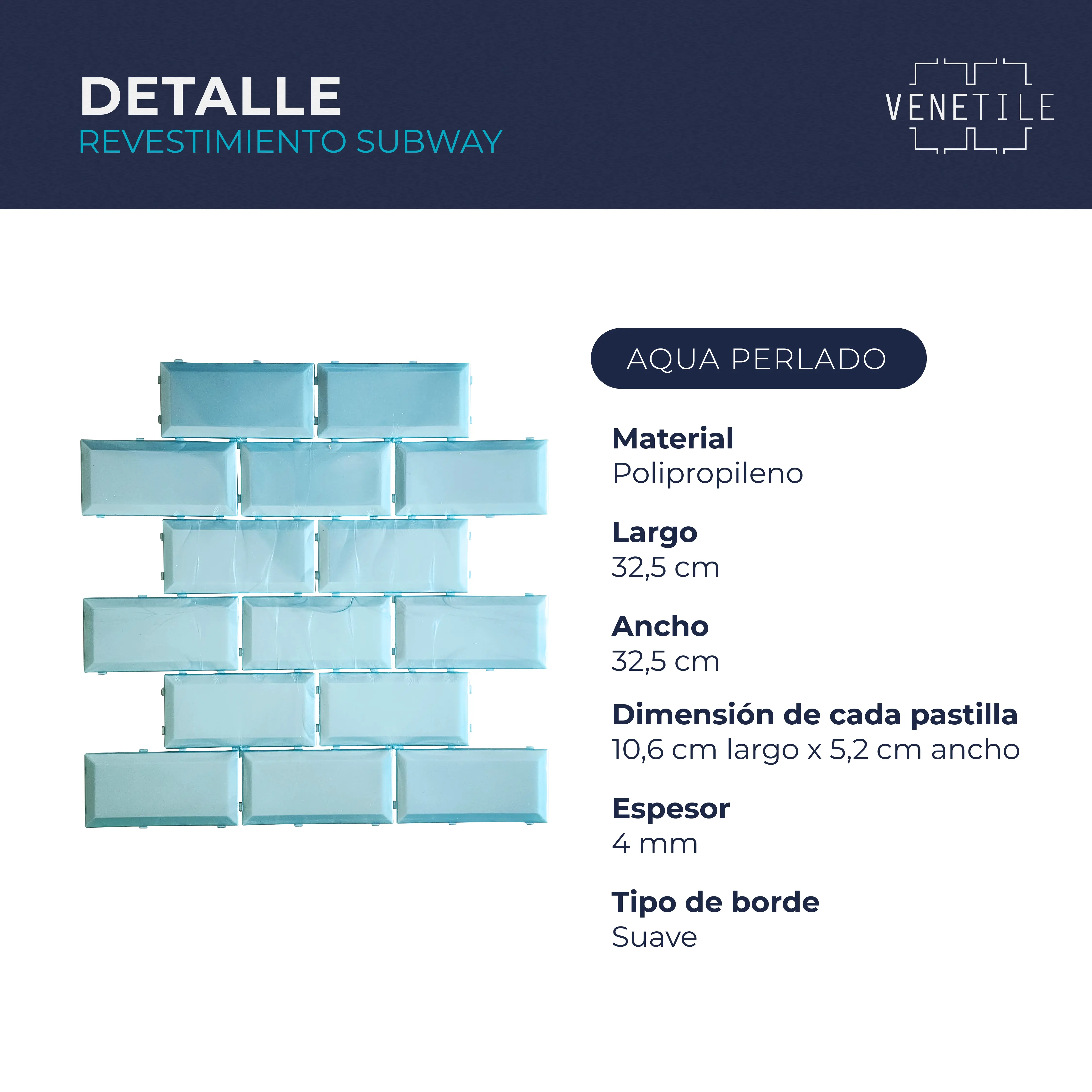 Azulejos Subway Aqua Perlado 1 m2 | VeneTile
