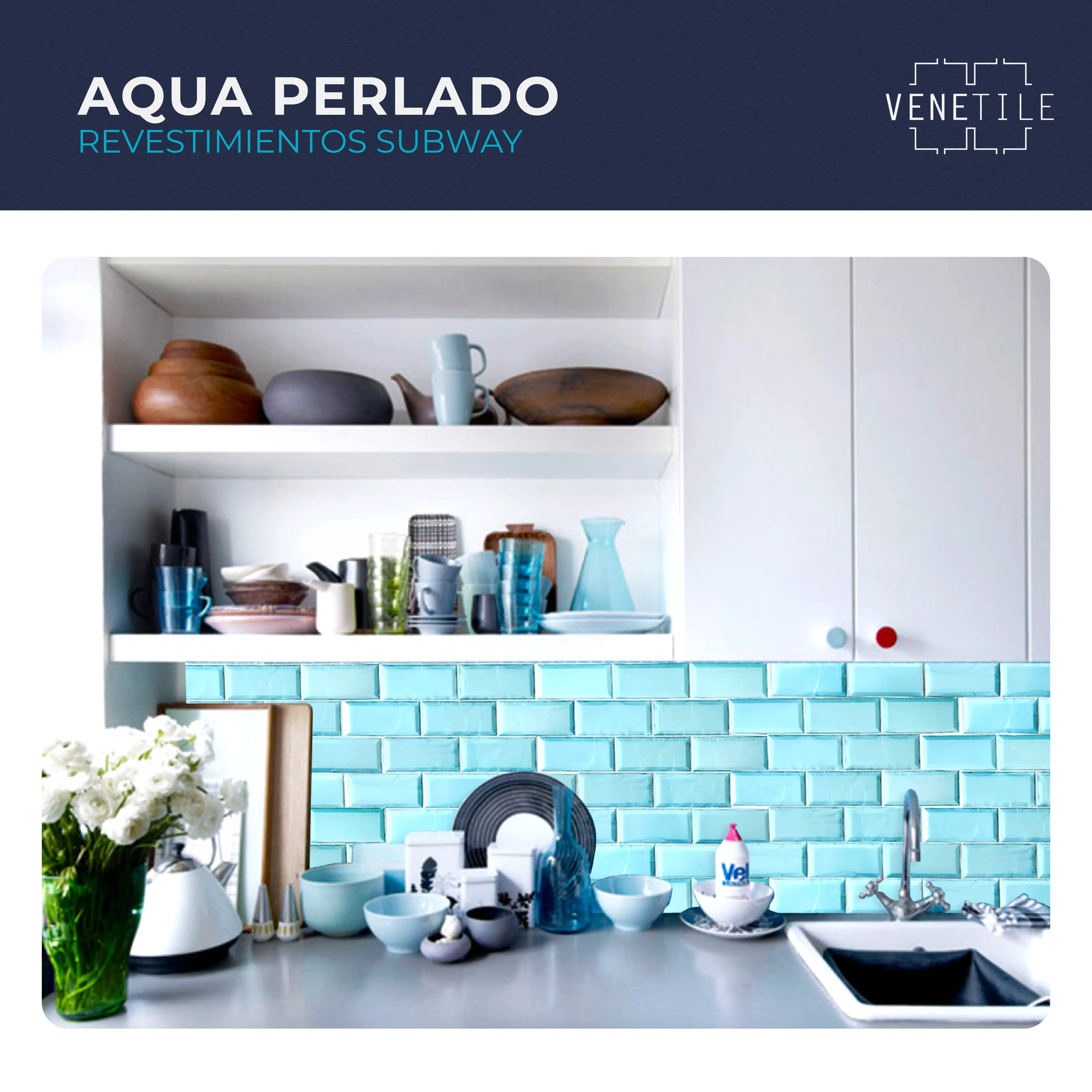 Azulejos Subway Aqua Perlado 1 m2 | VeneTile