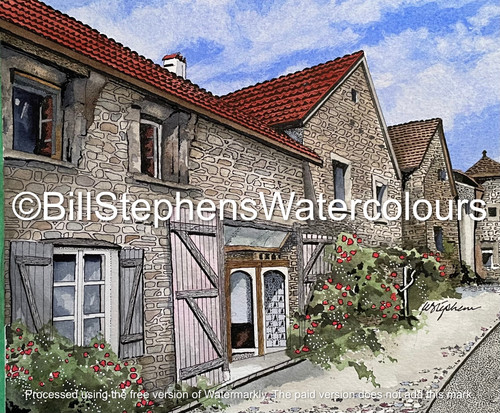 Village Scene - Chateauneuf-en-Auxois, France | Bill Stephens Art