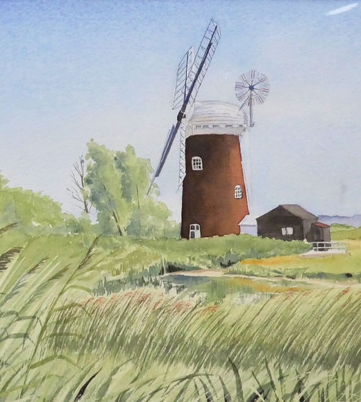 watercolour windmill
