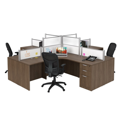 Quad L-Shapes with Mounted Acrylic Dividers | Jamesville Furniture