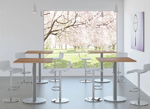 4' x 4' Square Table with Bar Height Round Disc Metal Base | Jamesville ...