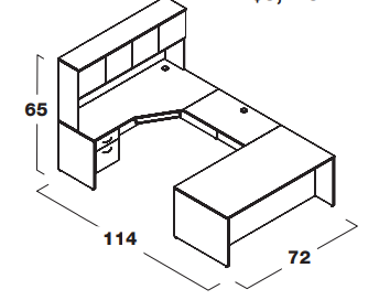 U-Shape Compu-Desk w/ 1 Hanging Box/File Pedestals & Hutch | Jamesville ...