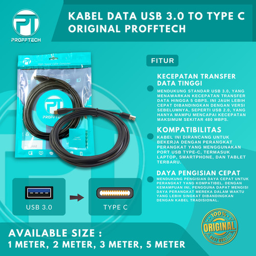Kabel Data Usb 3.0 To Type C Original Profftech | ProffTech