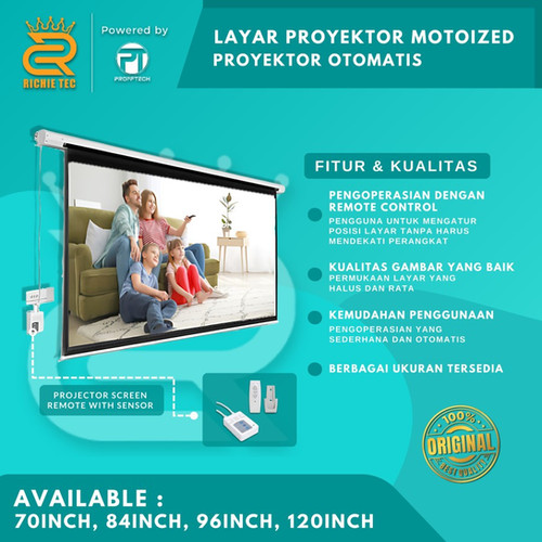 Layar Proyektor Motoric Otomatis 96 Inch - Wall Screen Projector Auto | ProffTech