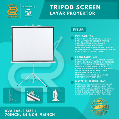 Screen Projector 84 Inch Tripod / Layar Proyektor 86 Inch Tripot ...