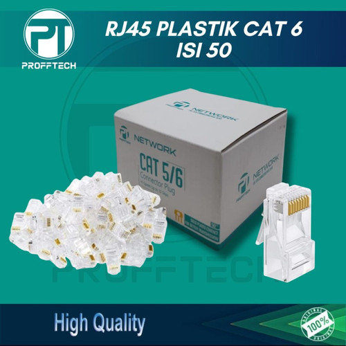 Konektor Utp RJ 45 Cat 6e Plastik Isi 50 Original Profftech | ProffTech
