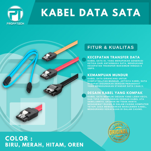 Kabel Data Sata 3 / Sata Iii 6gb (For Kabel Hdd) Jepit Original | ProffTech