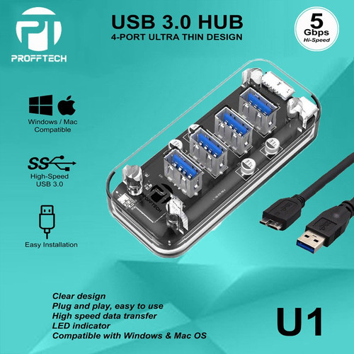 Profftech Usb Hub Versi 3.0 Transparant Ut1 | ProffTech