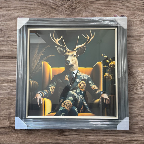 Regal Stag in a Floral Suit- Large Sized Frame | Showy