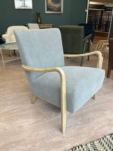 Chedworth Armchair Charcoal Fabric Solid Oak wood | Showy