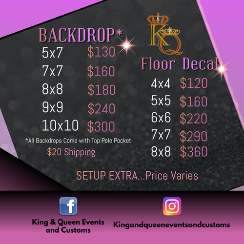 Custom backdrops - fill out contact form for backdrops | King & Queen ...