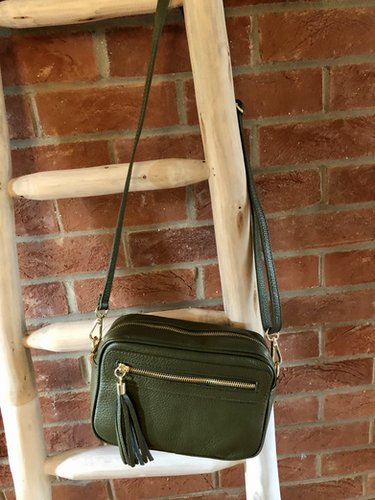 Leather Camera Bag - Olive | Frippery