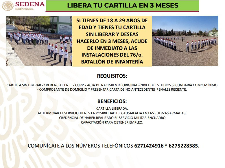 Cartilla militar liberada en tres meses