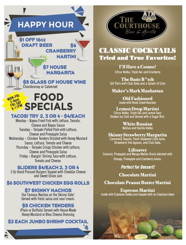 Wines & Cocktails | COURTHOUSE BAR & GRILLE