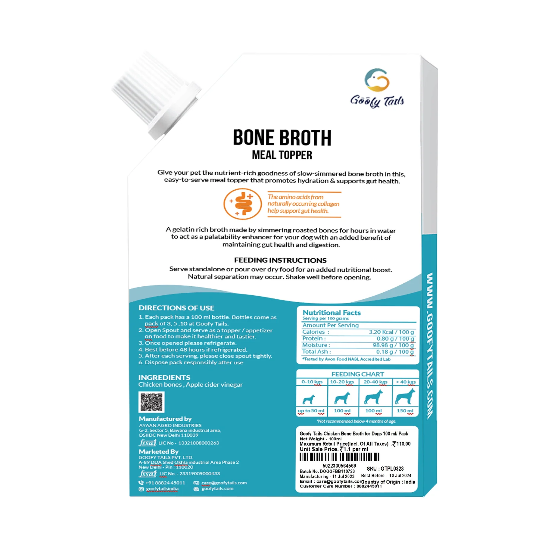 Goofy Tails Chicken Bone Broth - Dogs & Puppies - 100ml | Jaws N Paws