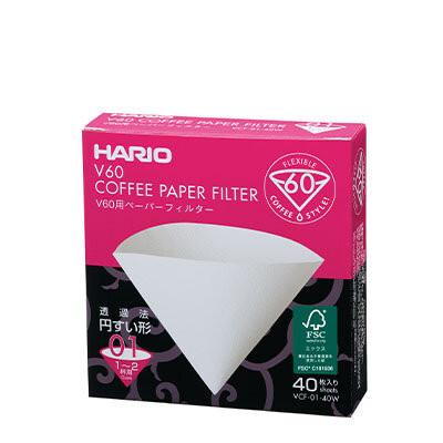 Hario V60 Paper Filter White 01 - 40 PCS | hario-philippines