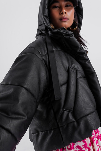 Bomber Puffer Jacket in Black | Abby Online Store
