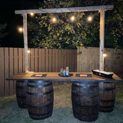 Barrel Bar Arch with Lights | Nick's Rental