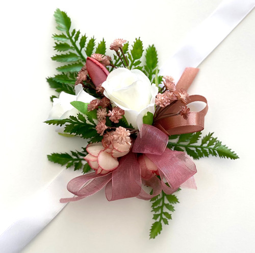 Blush Pink Wrist Corsage for School Balls and Weddings | Floret Designs