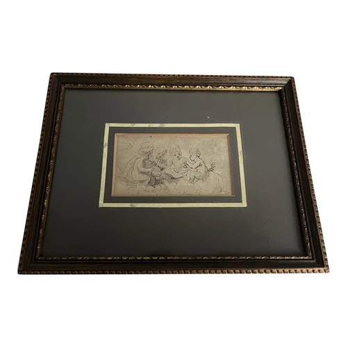 Antique Petit Pen and Ink Drawing of Putti Musicians, Framed | Balzac ...