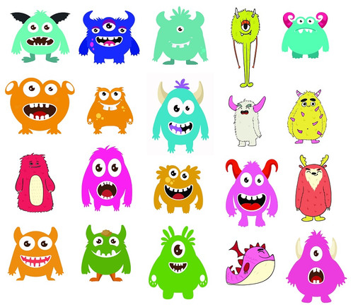 Funny Monster svg image clip art drawing bundle | Drawn