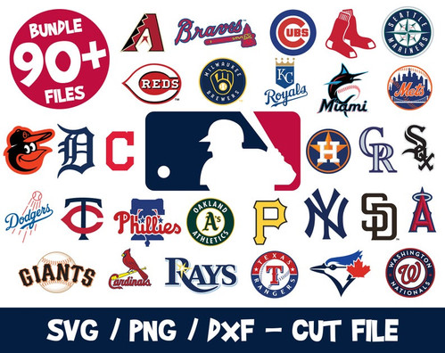 MLB Baseball Logos Bundle Clipart svg Files Cricut Files Teams Cutting ...
