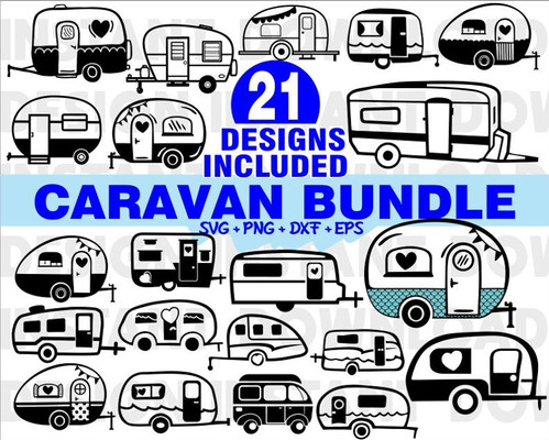 Bundle Caravan Svg Camping Svg Summer Travel Trailer Svg Happy Camper ...