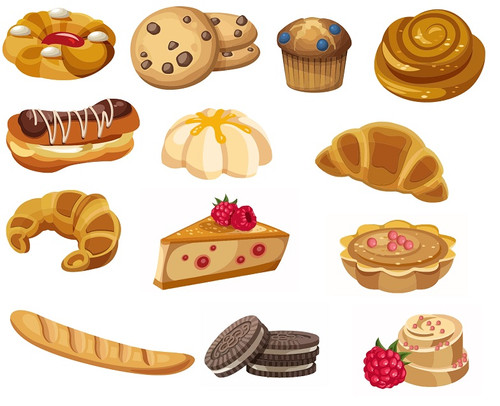 Bakery svg image clip art drawing bundle | Drawn