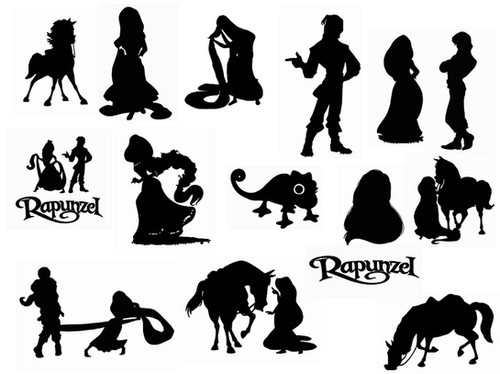 Rapunzel disney svg Flynn Maximus Pascal silhouette images black and ...