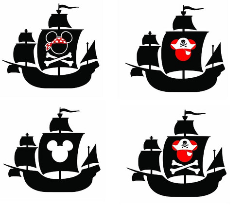 Mickey mouse pirate svg ship bundle clip art drawing black and white ...