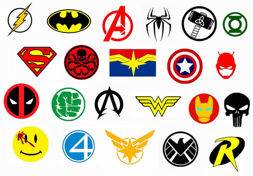 Superhero logo svg clip art drawing bundle image | Drawn