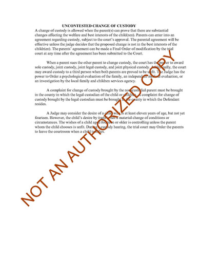Uncontested Change of Custody Packet | Jody M. Higdon