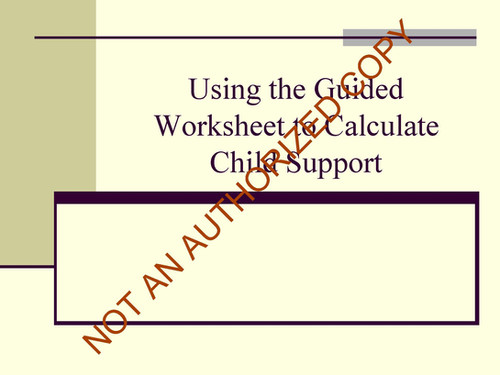 Child Support Guided Worksheet Instructions to Calculate Child Support ...