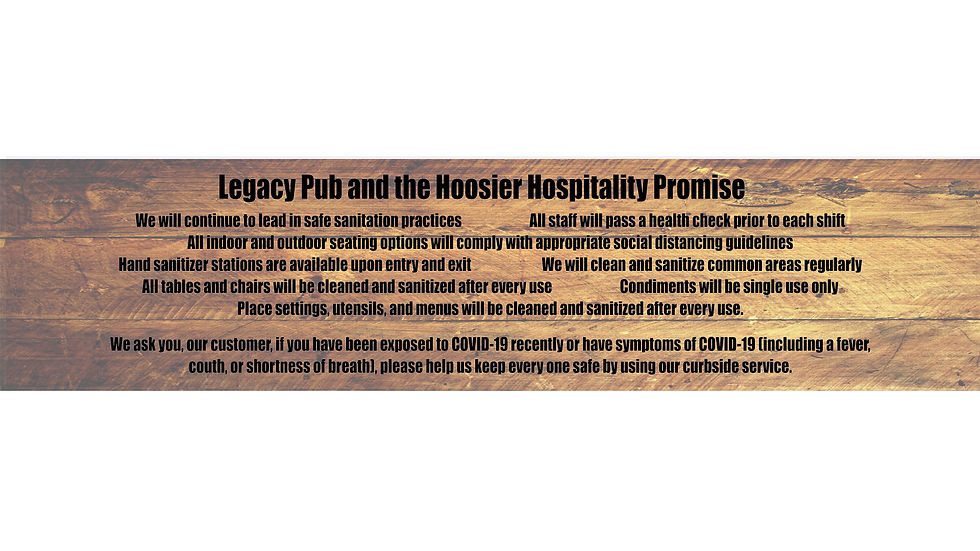 Legacy Pub Menu