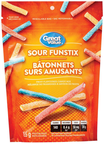 Great Value Sour Funstix Candy 155g | CanadianFoodToUsa
